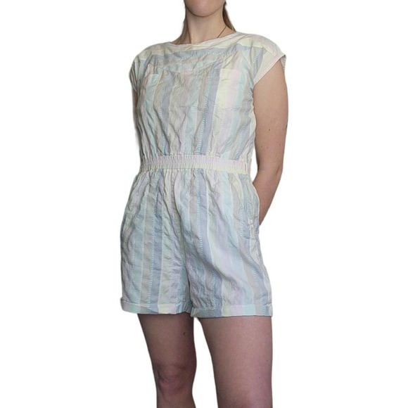 Pants & Jumpsuits | Vintage Pastel Romperjumper With Vertical | Poshmark